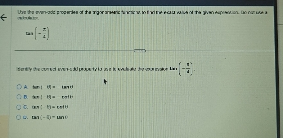 Solved Use the even-odd properties of the trigonometric | Chegg.com