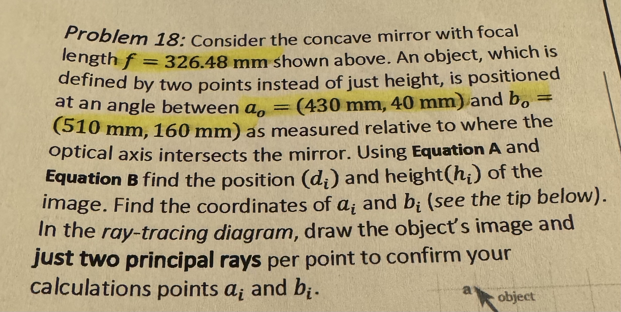 Solved Problem 18: Consider the concave mirror with focal | Chegg.com