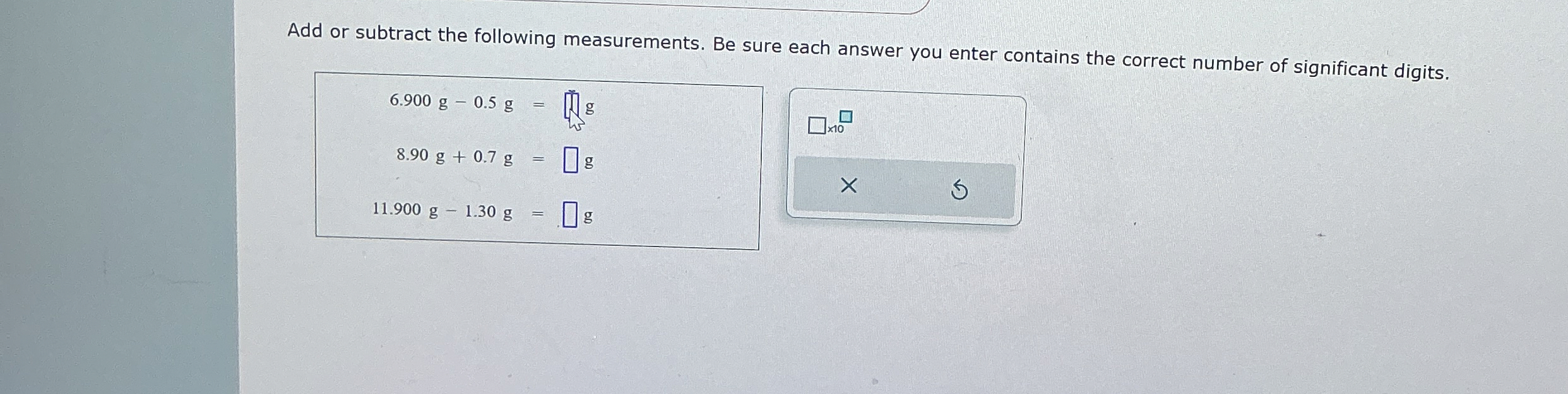 Solved Add or subtract the following measurements. Be sure | Chegg.com