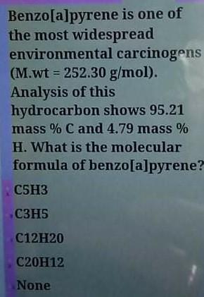 Solved Benzo(a)pyrene is one of the most widespread | Chegg.com