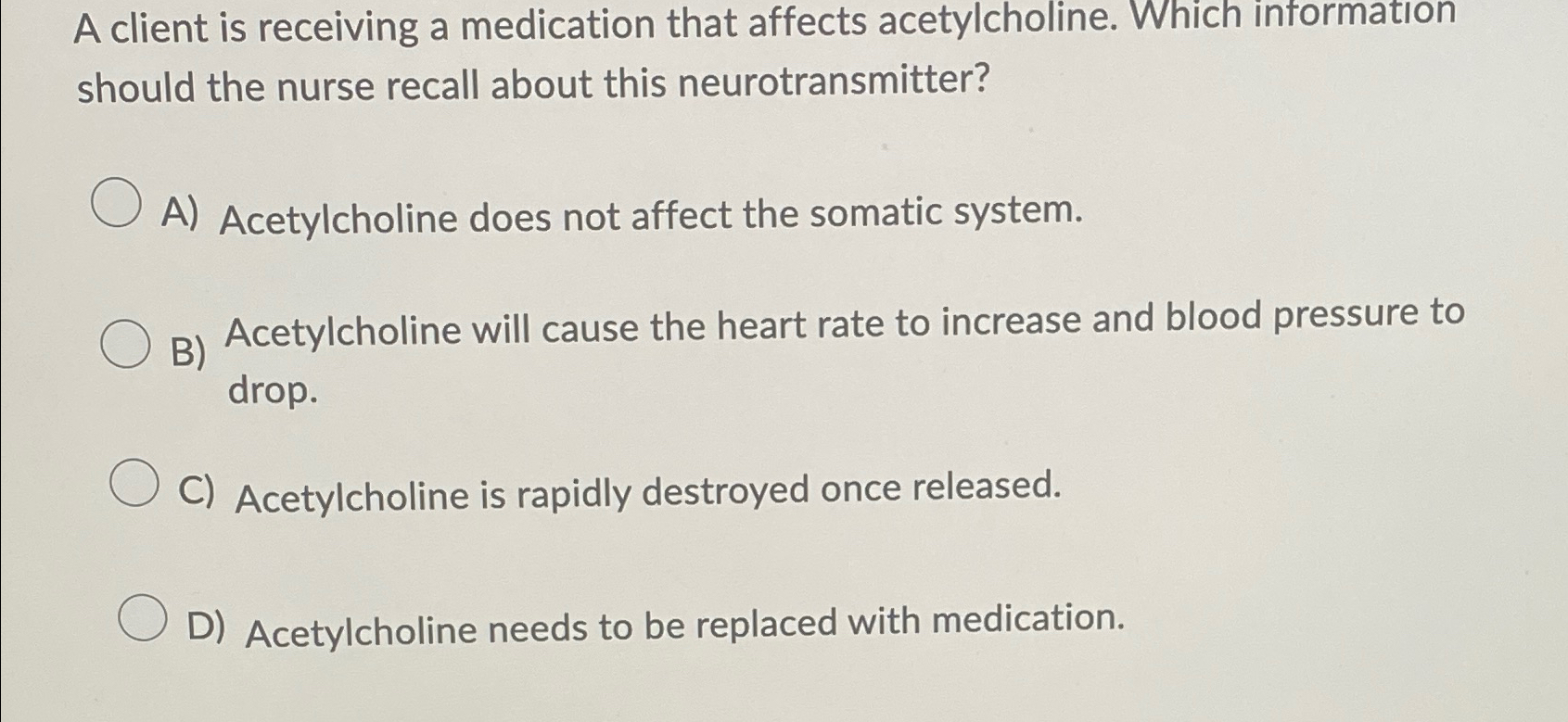 Solved A client is receiving a medication that affects | Chegg.com