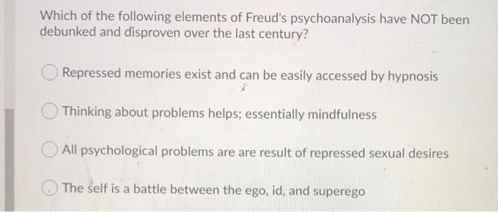 Solved Which of the following elements of Freud's | Chegg.com
