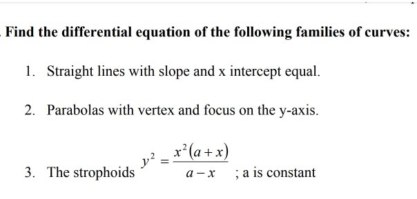 Solved Find the differential equation of the following | Chegg.com