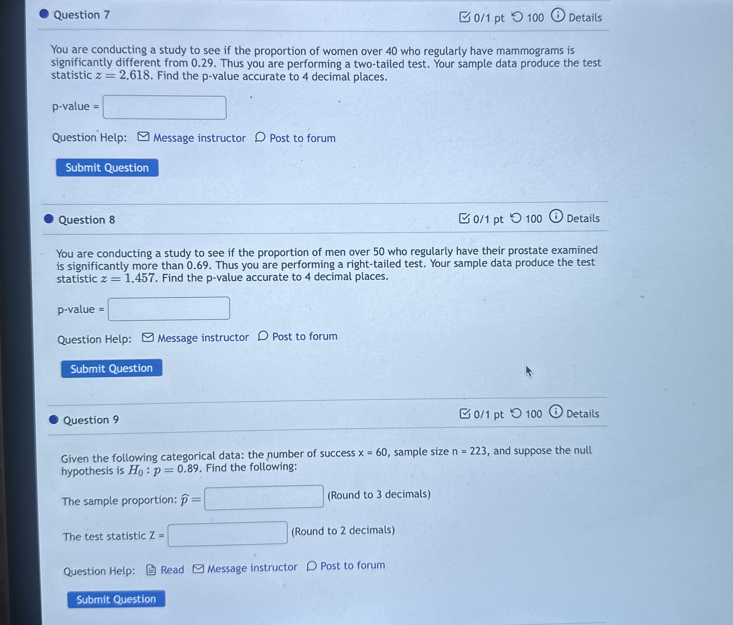 Solved Question 70/1 ﻿pt100DetailsYou are conducting a study | Chegg.com