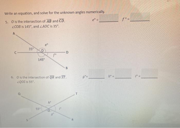Solved Write an equation, and solve for the unknown angles | Chegg.com