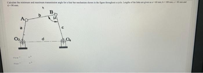 Solved Calculate the minimum and maximum transmission angle | Chegg.com