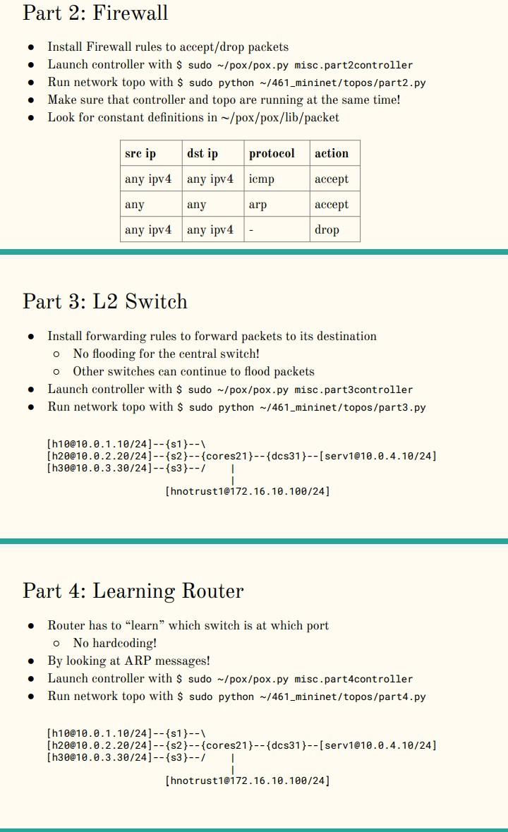 Solved Part 1: Build A Simple Network Goal of part 1: Modify | Chegg.com