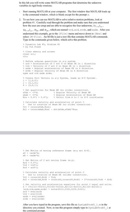 Solved In this lab yeu will write some MATLAB programs that | Chegg.com