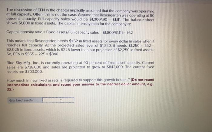 Solved The discussion of EFN in the chapter implicitly | Chegg.com