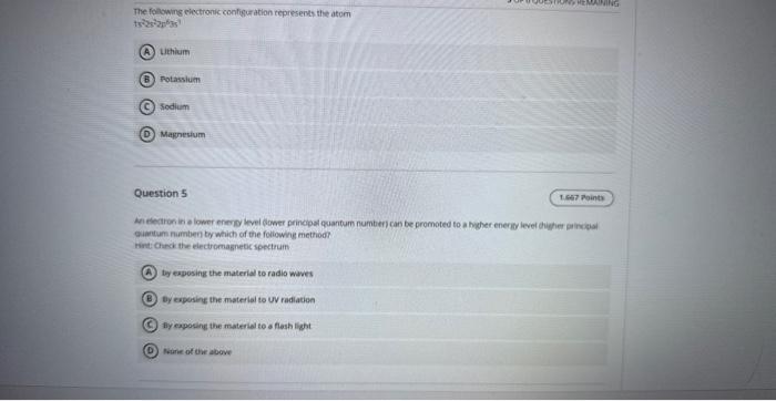 Solved The Following Electronic Configur Ation Tepreservs