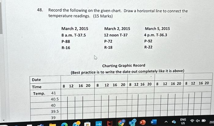 48. Record the following on the given chart. Draw a | Chegg.com