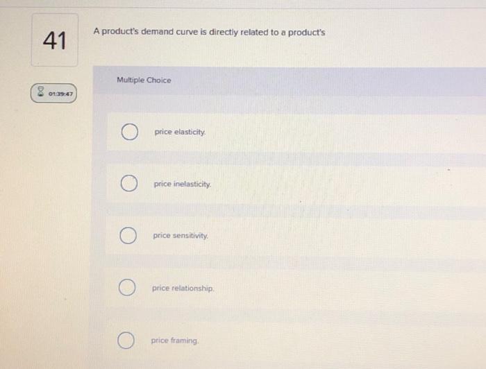 Solved A product's demand curve is directly related to a | Chegg.com