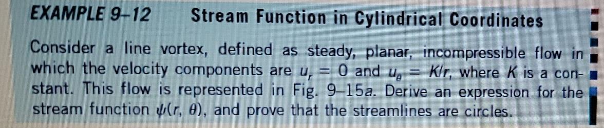 Solved EXAMPLE 9-12 Stream Function in Cylindrical | Chegg.com
