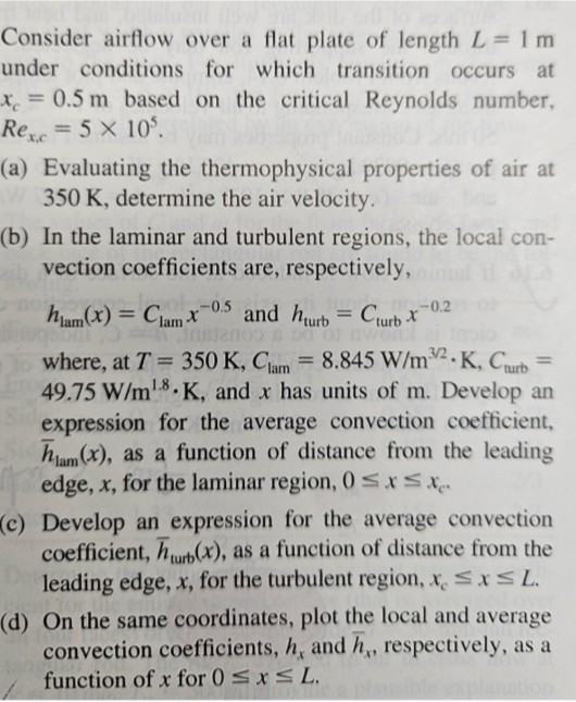 Solved Consider airflow over a flat plate of length L=1m | Chegg.com