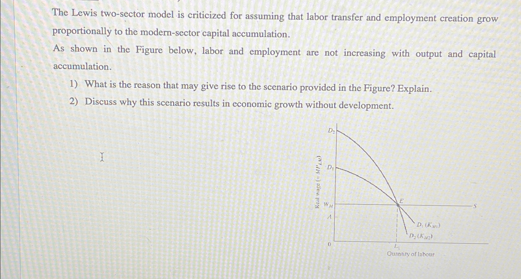 Solved The Lewis two-sector model is criticized for assuming | Chegg.com