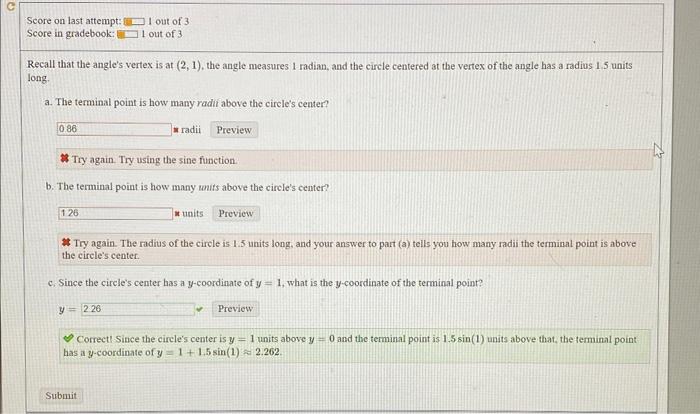 Solved Score on last attempt: 1 out of 3 Score in gradebook: | Chegg.com