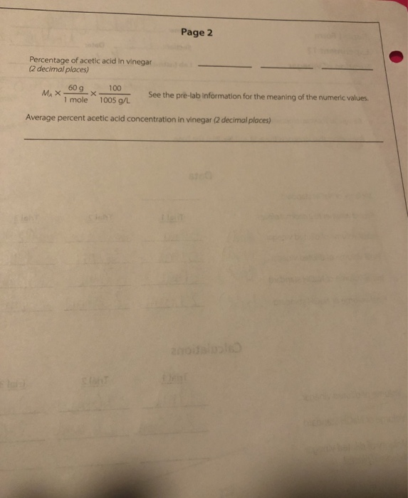 Report Form Experiment 12 Titration of Vinegar Name: | Chegg.com