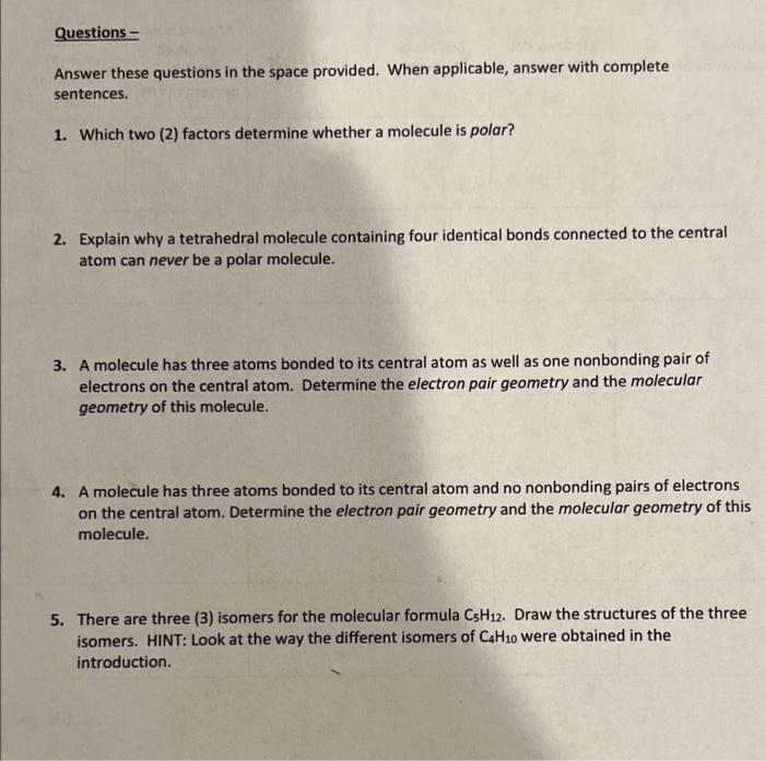 Solved Answer these questions in the space provided. When | Chegg.com