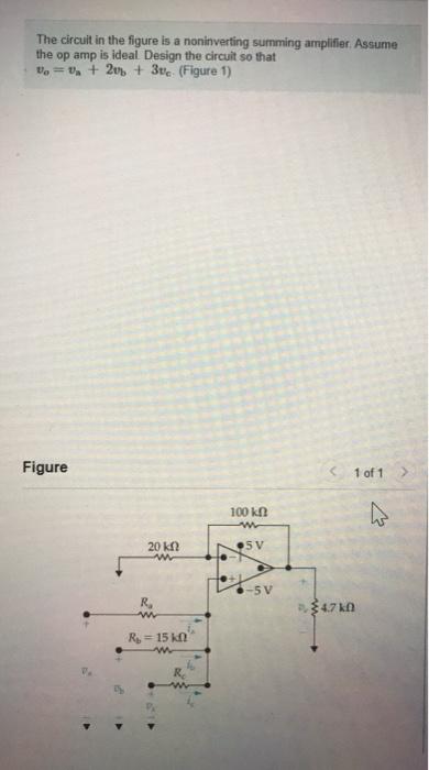 Solved The circuit in the figure is a noninverting summing | Chegg.com