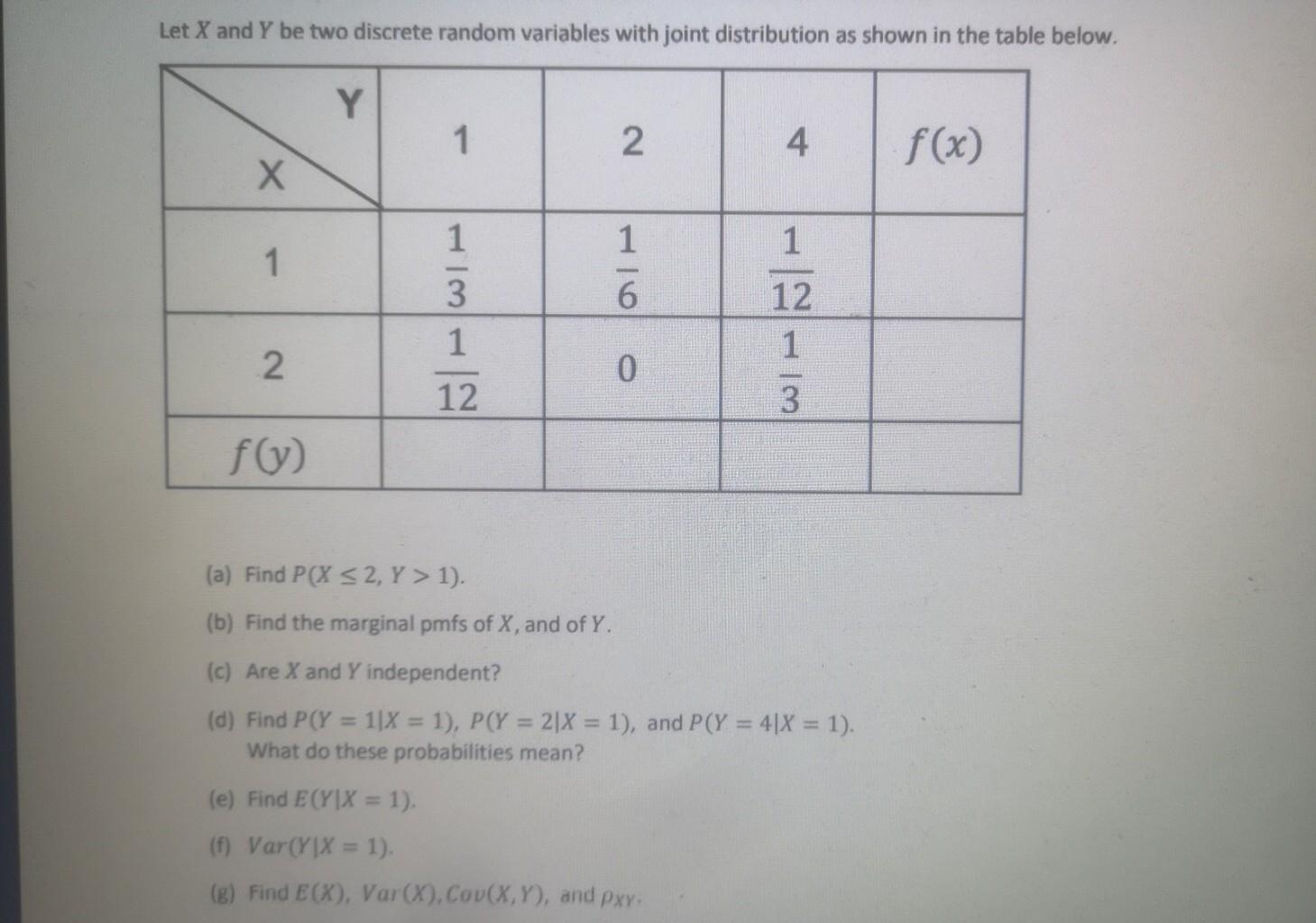 Solved Let X and Y be two discrete random variables with | Chegg.com