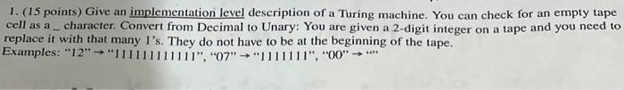 Solved 1. (15 points) Give an implementation level | Chegg.com