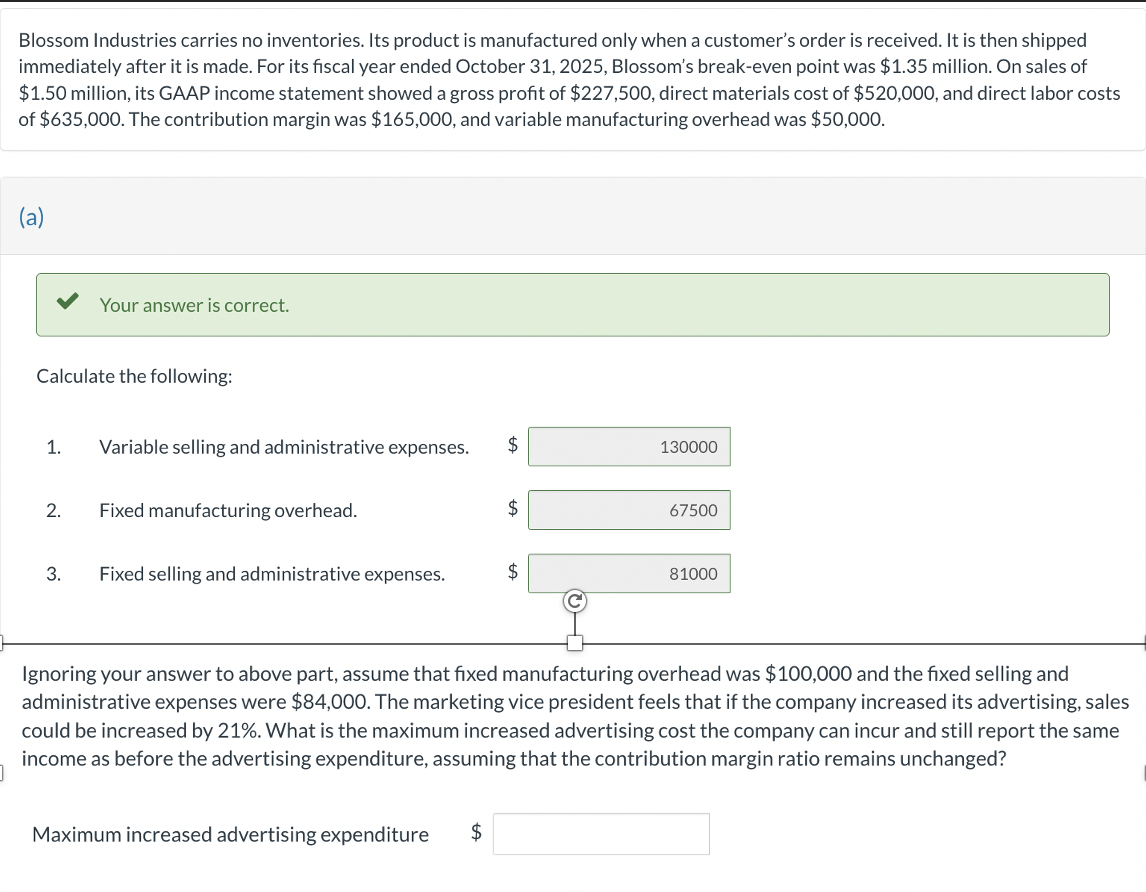 Solved Ignoring your answer to above part, assume that fixed | Chegg.com