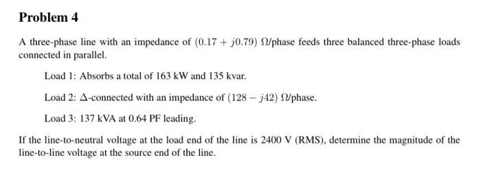Solved A three-phase line with an impedance of | Chegg.com