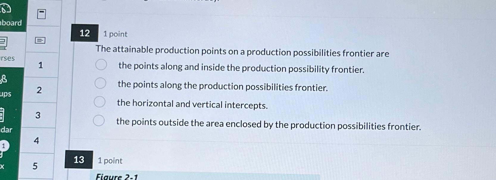 Solved 121 ﻿pointThe attainable production points on a | Chegg.com