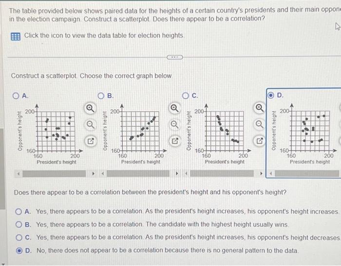Solved The table provided below shows paired data for the | Chegg.com