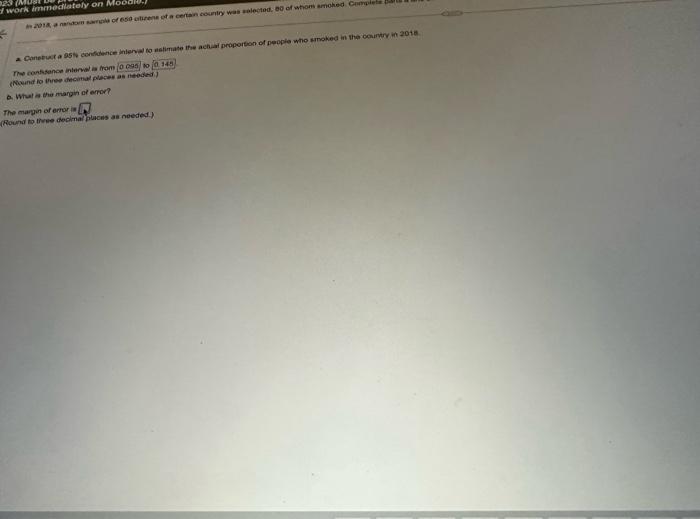 Solved i need help finding the margin of error for this | Chegg.com