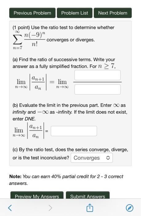 Solved Previous Problem Problem List Next Problem (1 point) | Chegg.com