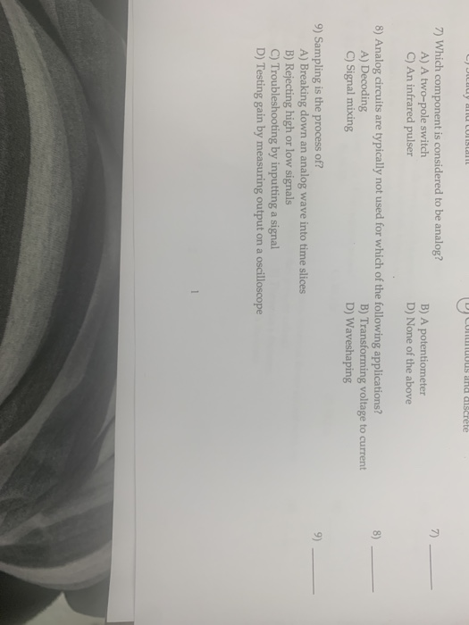 Solved y a CO Comous and discrete 7) Which component is | Chegg.com