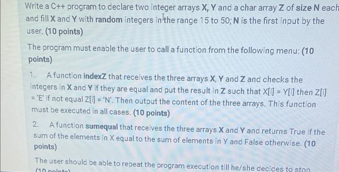 Solved Write a C++ program to declare two integer arrays X, | Chegg.com