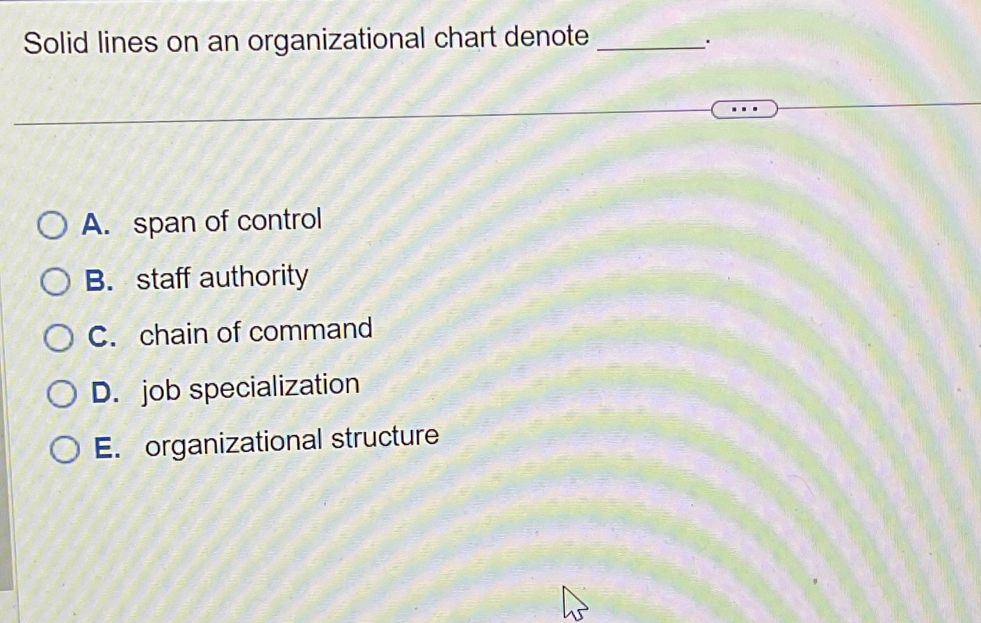 Solved Solid lines on an organizational chart denote A. | Chegg.com