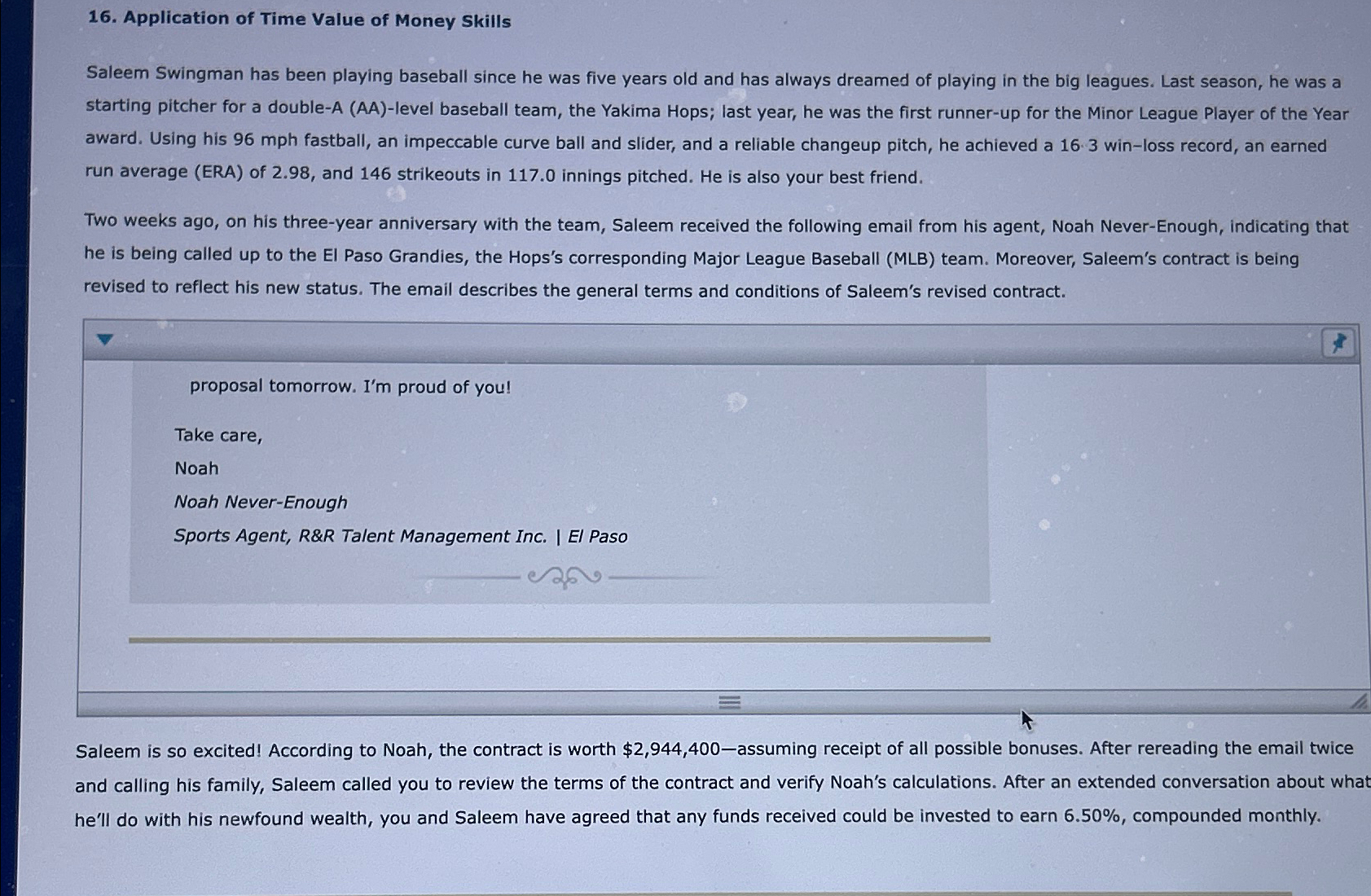 Solved Application of Time Value of Money SkillsSaleem | Chegg.com