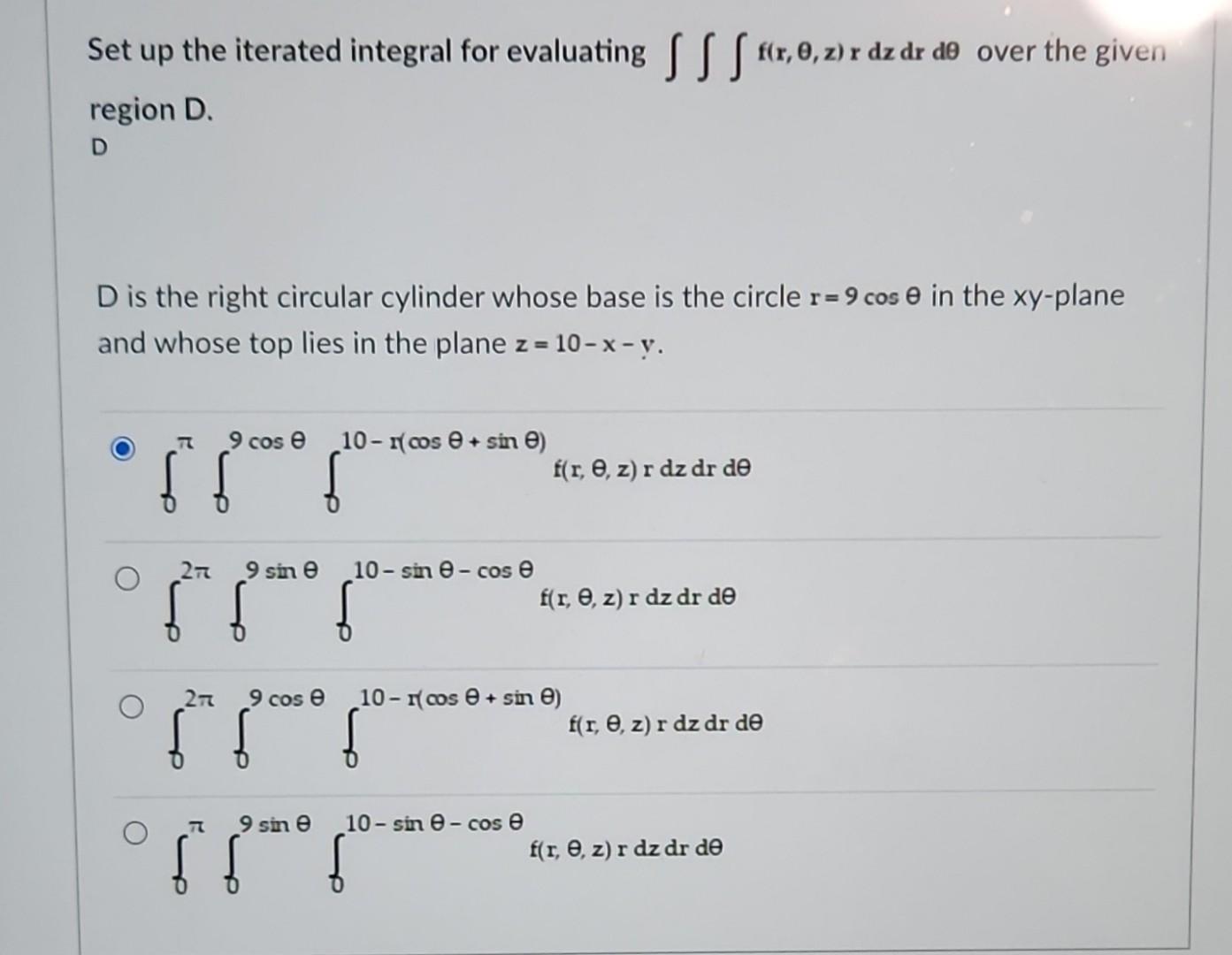 Solved Set up the iterated integral for evaluating | Chegg.com