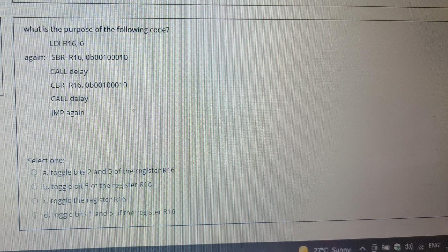 Solved what is the purpose of the following code? LDI R16, 0 | Chegg.com