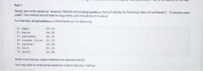 Solved Part 1 Design and write a public static method named | Chegg.com