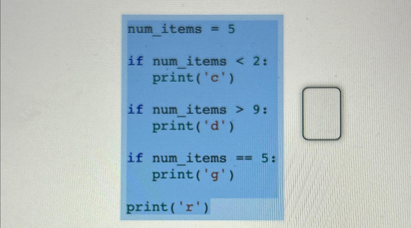 Solved num_items =5if num_items
