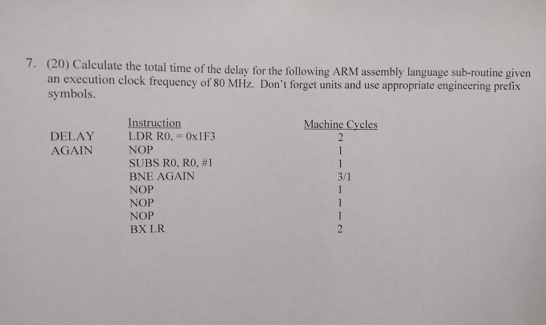 Solved 7. (20) Calculate the total time of the delay for the | Chegg.com