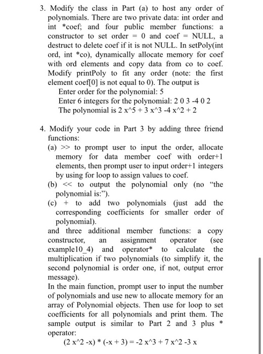 Solved 1. Define a class called Polynomial with degree 2 | Chegg.com