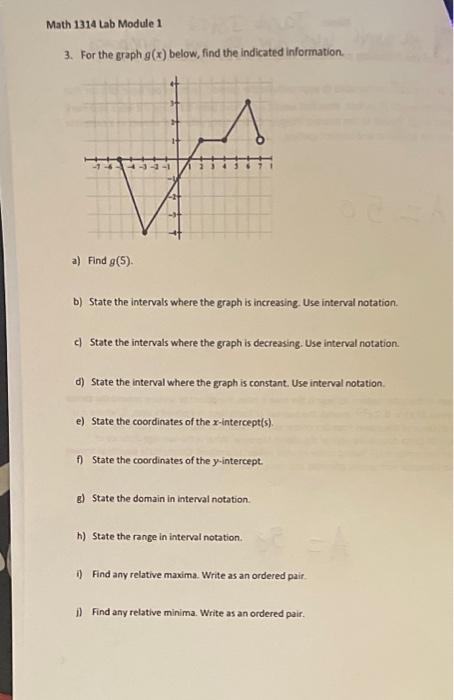 Solved 3. For the graph g(x) below, find the indicated | Chegg.com