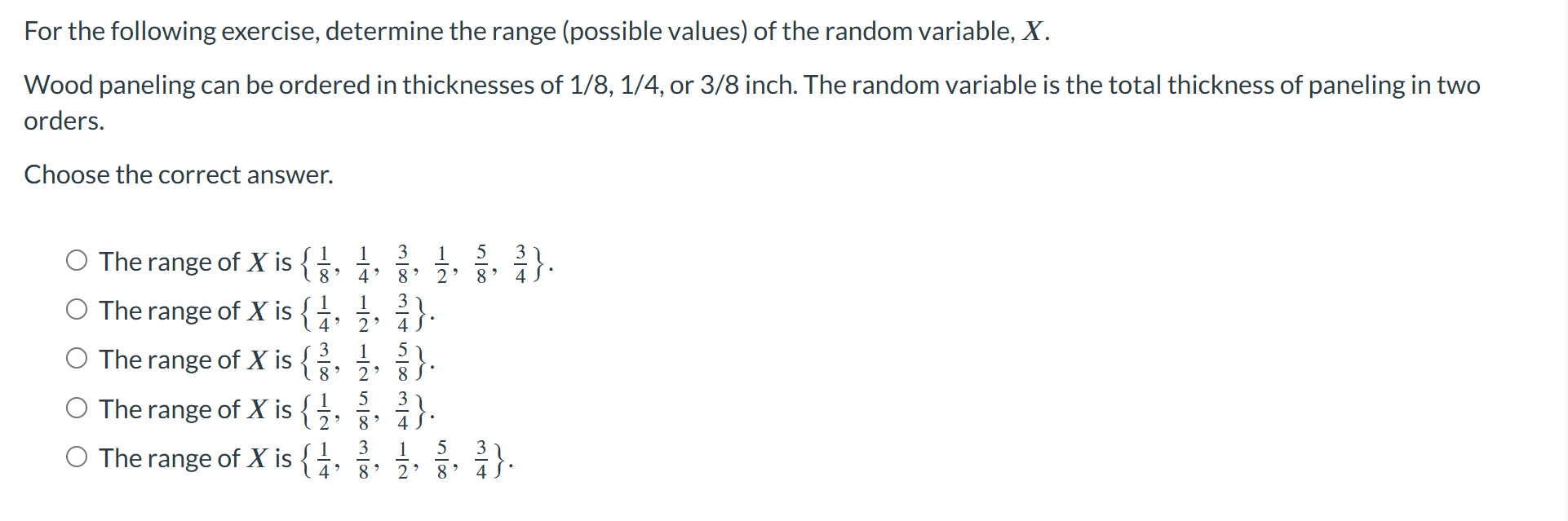 Solved For the following exercise, determine the range | Chegg.com