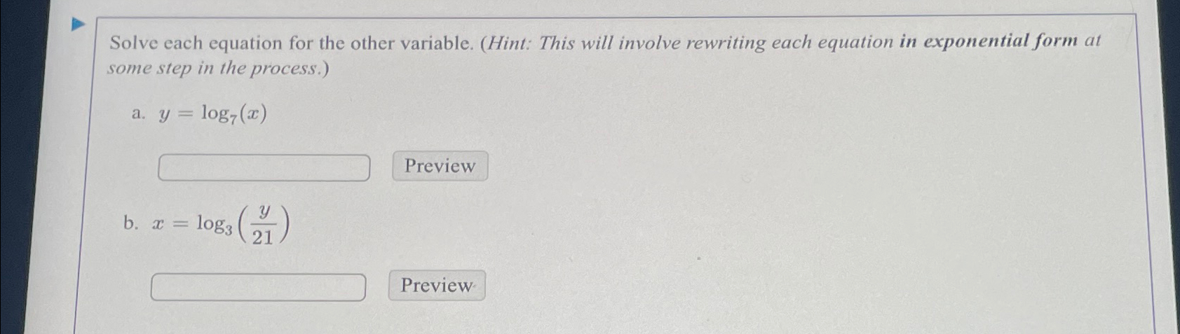 Solved Solve each equation for the other variable. (Hint: | Chegg.com