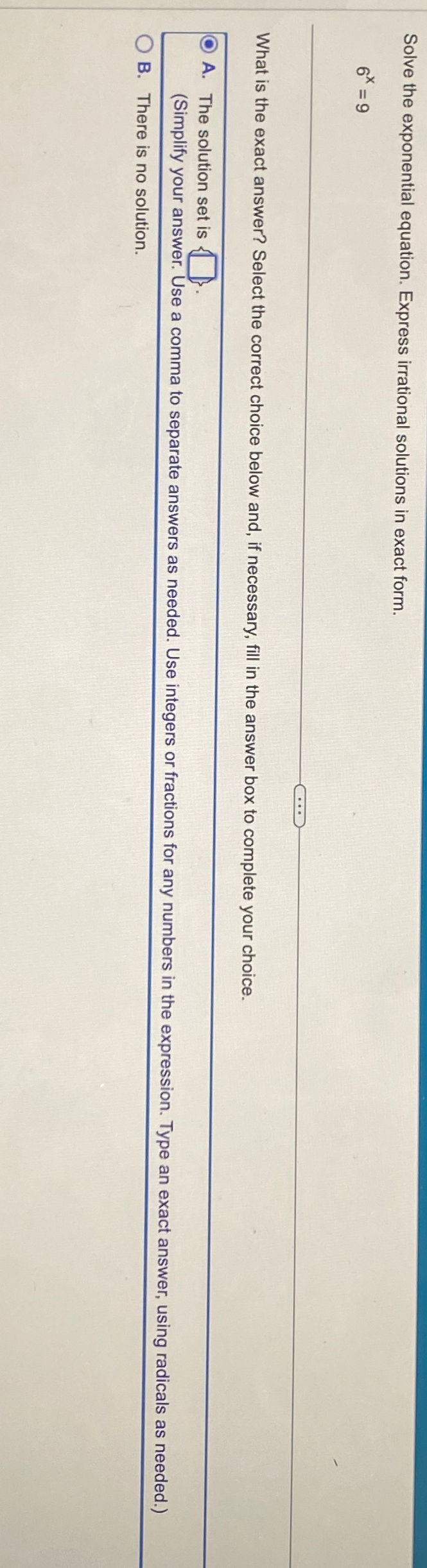 Solved Solve the exponential equation. Express irrational | Chegg.com