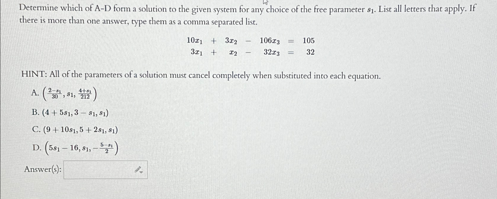 Solved Determine which of A-D form a solution to the given | Chegg.com
