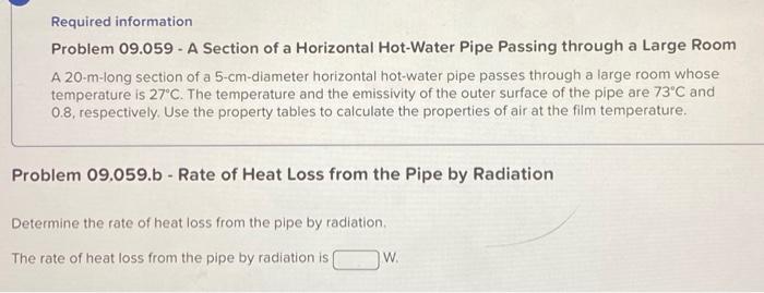 Solved the rate of heat loss from the pipe by radiation is | Chegg.com