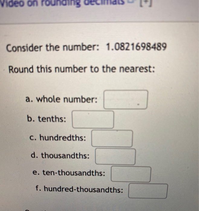 Solved Video on rounding decimals [+] Consider the number: | Chegg.com