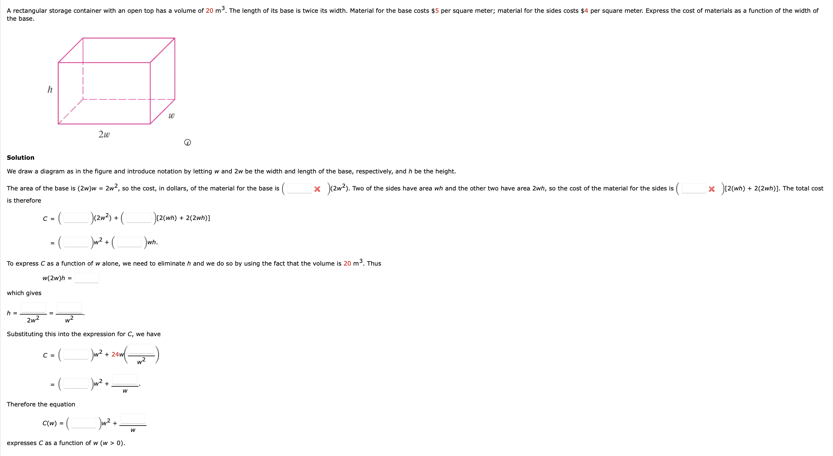 Solved A rectangular storage container with an open top has | Chegg.com