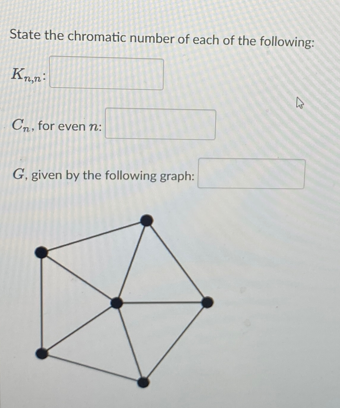 Solved State the chromatic number of each of the | Chegg.com